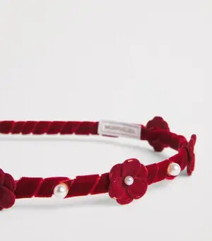 Monnalisa Velvet Flower-detail Headband