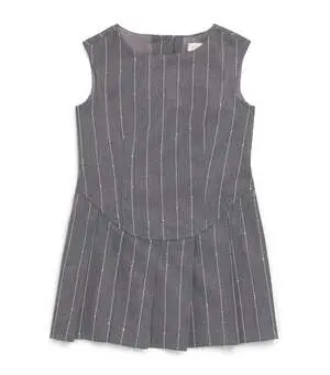 Monnalisa Pinstripe Levantina Dress - Grey