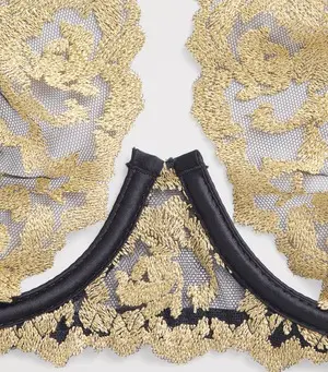 COCO DE MER Embroidered High-neck Plunge Bra