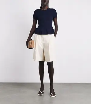 Sandro Embellished Ribbed Peplum Sweater