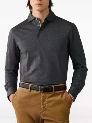 HACKETT LONDON Long-sleeve Cotton Polo Shirt - Grey