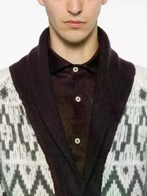 Eleventy Fair Isle Shawl-collar Cardigan