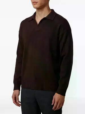 ROBERTO COLLINA Merino Wool Fine-knit Polo Top - Brown