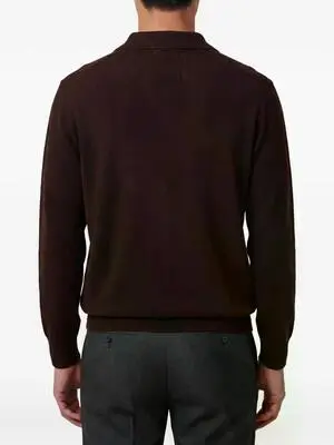 ROBERTO COLLINA Merino Wool Fine-knit Polo Top - Brown
