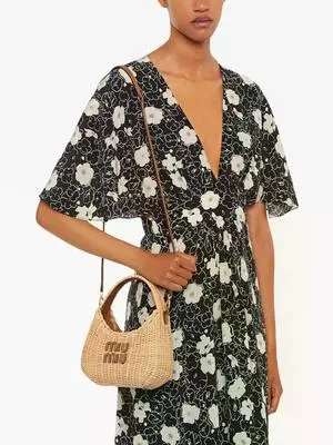 Miu Miu Mini Wander Wicker Shoulder Bag