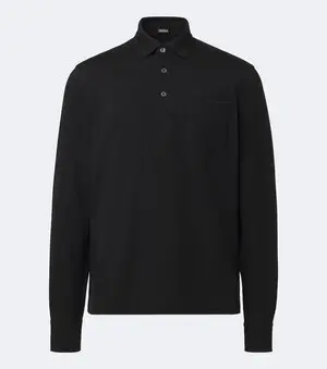 Zegna Cotton Pique Polo Shirt - Black