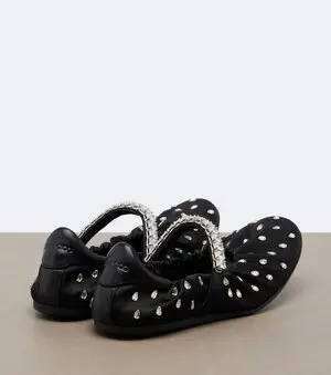 JIMMY CHOO Jade Embellished Satin Ballet Flats