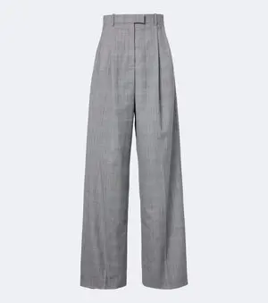 Givenchy Checked Wool Wide-leg Pants - Grey