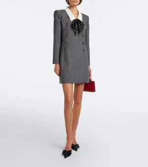 Valentino Garavani Pinstripe Virgin Wool Blazer Dress With Bow Detail