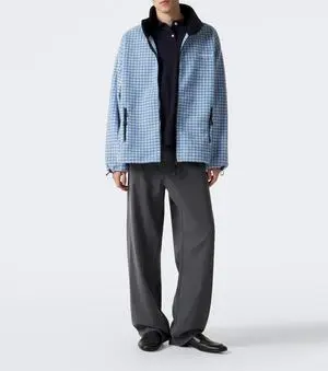 Miu Miu Gingham Fleece Zip-up Jacket