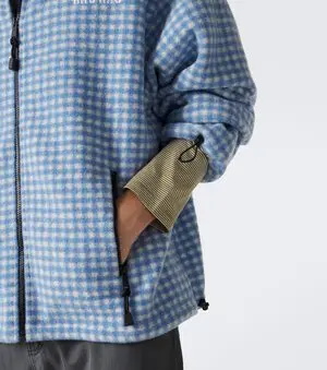 Miu Miu Gingham Fleece Zip-up Jacket