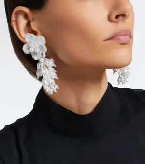 SELF-PORTRAIT Floral Faux-pearl Drop Earrings