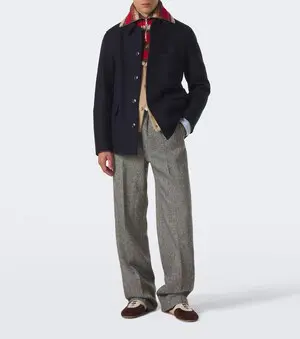 Dries Van Noten Striped Wool Zip-up Collar
