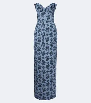 MARKARIAN Rita Floral Cotton-blend Bustier Gown