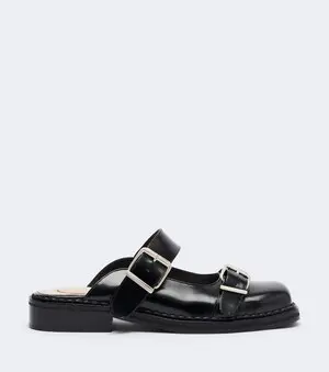 Simone Rocha Leather Mules With Buckle Detailing
