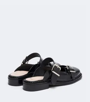 Simone Rocha Leather Mules With Buckle Detailing