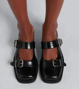 Simone Rocha Leather Mules With Buckle Detailing