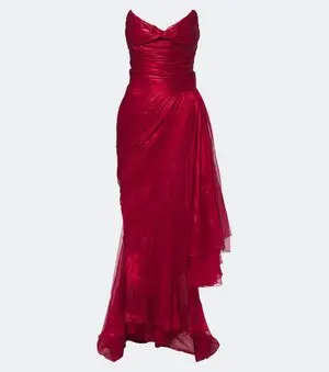 MARIA LUCIA HOHAN Heidi Pleated Silk Bustier Gown