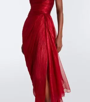MARIA LUCIA HOHAN Heidi Pleated Silk Bustier Gown