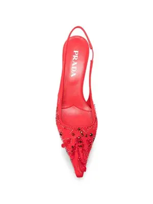 Prada Embroidered Slingback Pumps