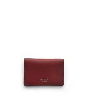 Prada Antiqued Leather Card Holder - Ruby Red