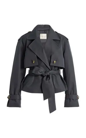 FAVORITE DAUGHTER The Cropped Charles Cotton-blend Trench Coat - Grey