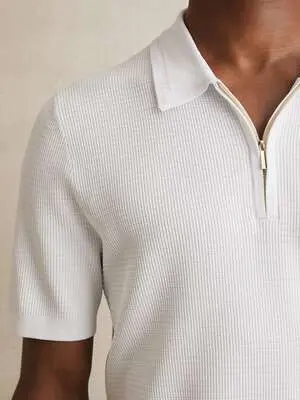 REISS Textured Half-zip Polo Shirt