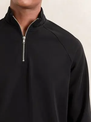 REISS Half-zip Funnel-neck Sweatshirt - Black