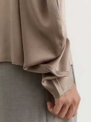 REISS Meena Silk High-neck Blouse - Neutral