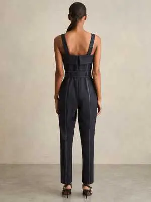REISS Fianna Contrast Stitch Structured Jumpsuit