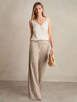 REISS Lyocell-linen Wide-leg Trousers