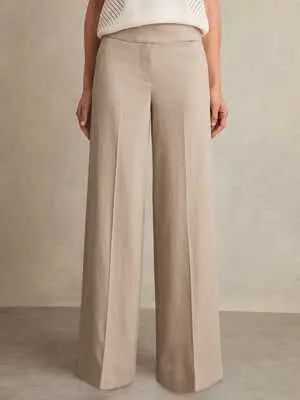 REISS Lyocell-linen Wide-leg Trousers