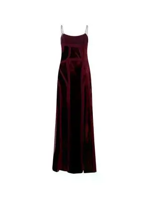 Alberta Ferretti Velvet-effect Panelled Flared Maxi Dress