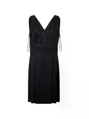 Alberta Ferretti V-neck Panelled Flared Knee-length Dress - Black