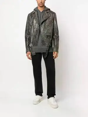GOLDEN GOOSE Leather Stud-detail Biker Jacket