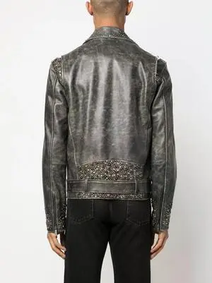 GOLDEN GOOSE Leather Stud-detail Biker Jacket