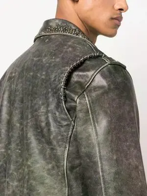 GOLDEN GOOSE Leather Stud-detail Biker Jacket
