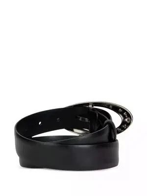 Alberta Ferretti Crystal-embellished Oval Buckle Belt - Black