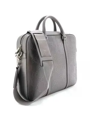 Gucci Gg Embossed Perforated Leather Medium Business Bag