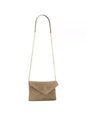 Saint Laurent Cassandre Small Chain Pouch In Suede