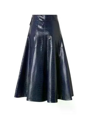 Pinko Crocodile-effect Flared Midi Skirt