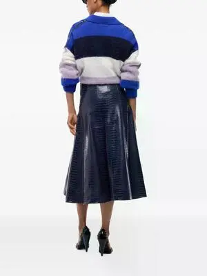 Pinko Crocodile-effect Flared Midi Skirt