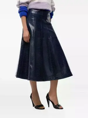 Pinko Crocodile-effect Flared Midi Skirt