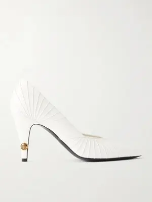 Versace 90 Leather Pumps With Gold Tone Hardware