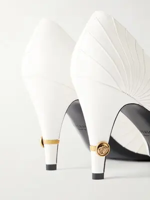 Versace 90 Leather Pumps With Gold Tone Hardware