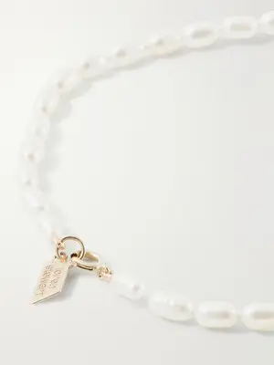 LOREN STEWART Freshwater Rice Pearl 14kt Gold Anklet