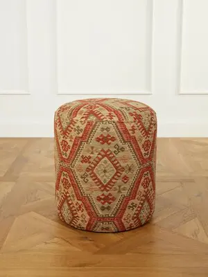 SIX THE RESIDENCE Kashmar Pill Velvet-jacquard Pouf - Red