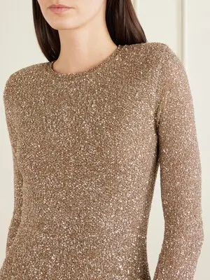 Saint Laurent Sequined Knitted Mini Dress