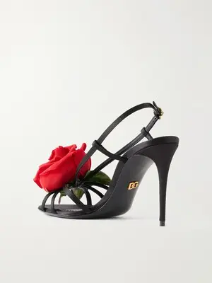 Dolce & Gabbana Floral-appliqué Satin Sandals
