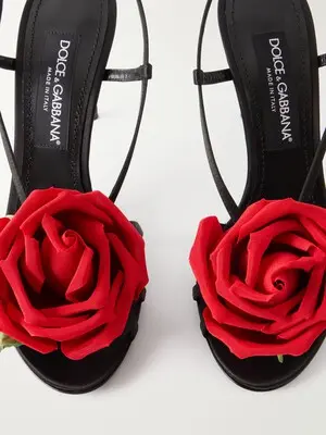 Dolce & Gabbana Floral-appliqué Satin Sandals